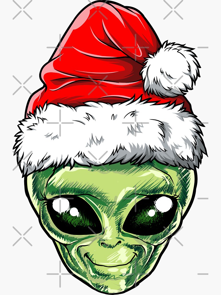 "Alien Santa T Shirt Christmas Kids Boys Men Funny Xmas Gifts" Sticker ...