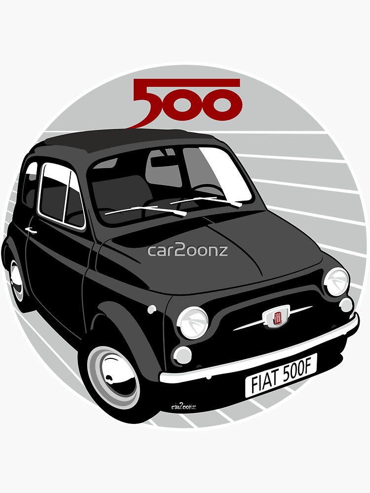 "Fiat 500F black" Sticker by car2oonz | Redbubble