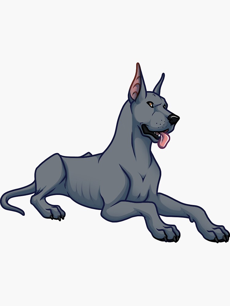 "Great Dane - Blue - Cropped Ears " Sticker by PaperMoonPups | Redbubble