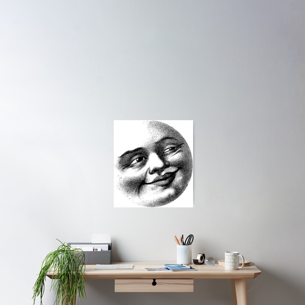 "Large Funny Moon Face" Poster by Pixelchicken | Redbubble