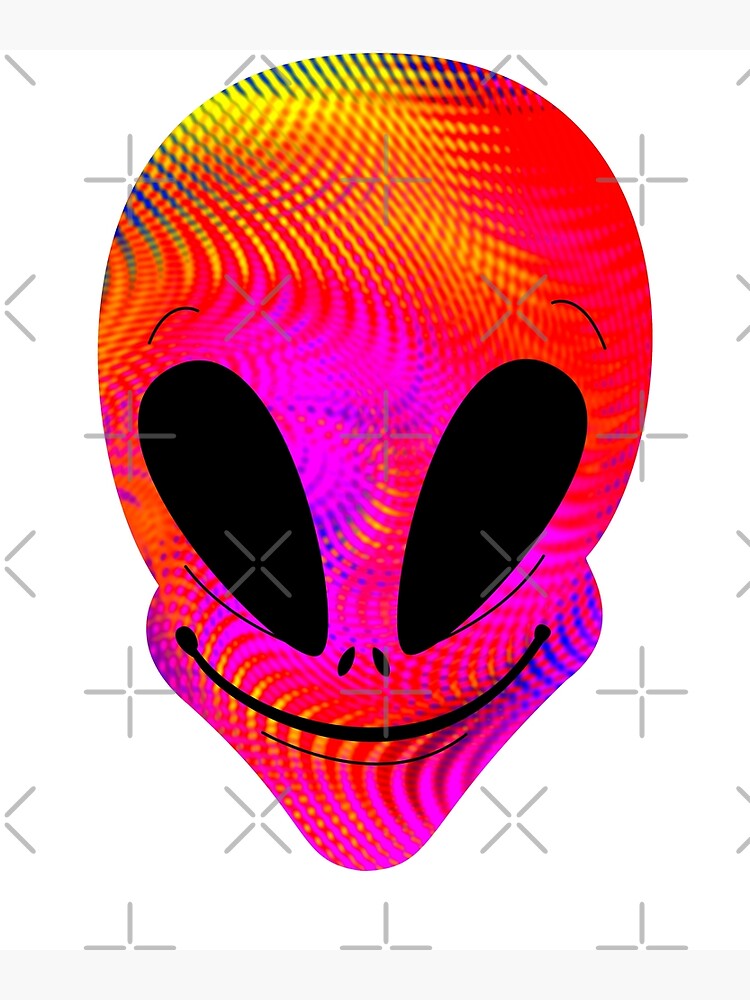 Poster « Alien rouge - Tête d'alien Tie Dye Design coloré trippy d ...
