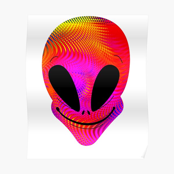 Poster « Alien rouge - Tête d'alien Tie Dye Design coloré trippy d ...