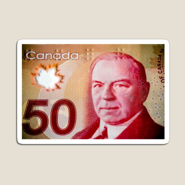 "Canadian 50 Dollar Currency Money Banknote" Magnet for Sale by Kevin ...