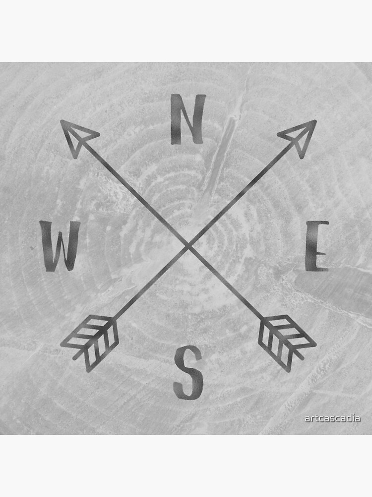 "Map Compass - Forest Trees North East West South Compass Black and ...