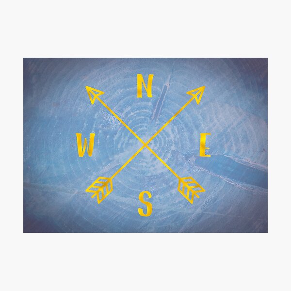 "Blue Compass Map - Forest Trees North East West South Compass ...
