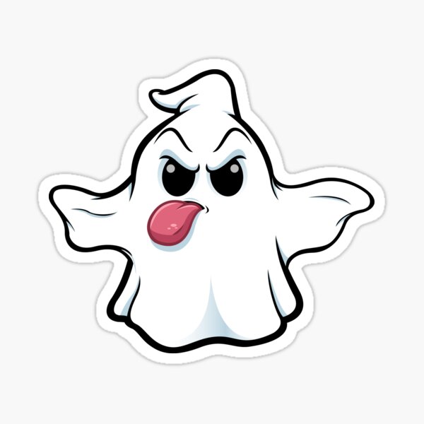 "Mean Ghost - Sticking Tongue Out" Sticker for Sale by DesignWolf ...