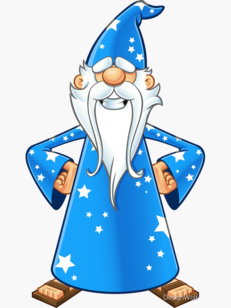 "Blue Old Wizard - Hands On Hips" Sticker for Sale by DesignWolf ...