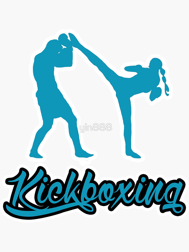 "Kickboxing Female Spinning Back Kick Blue " Sticker by yin888 | Redbubble