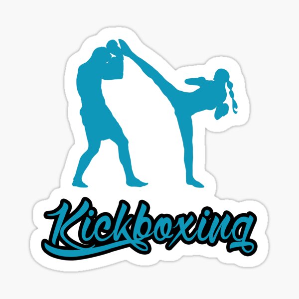 "Kickboxing Female Spinning Back Kick Blue " Sticker by yin888 | Redbubble