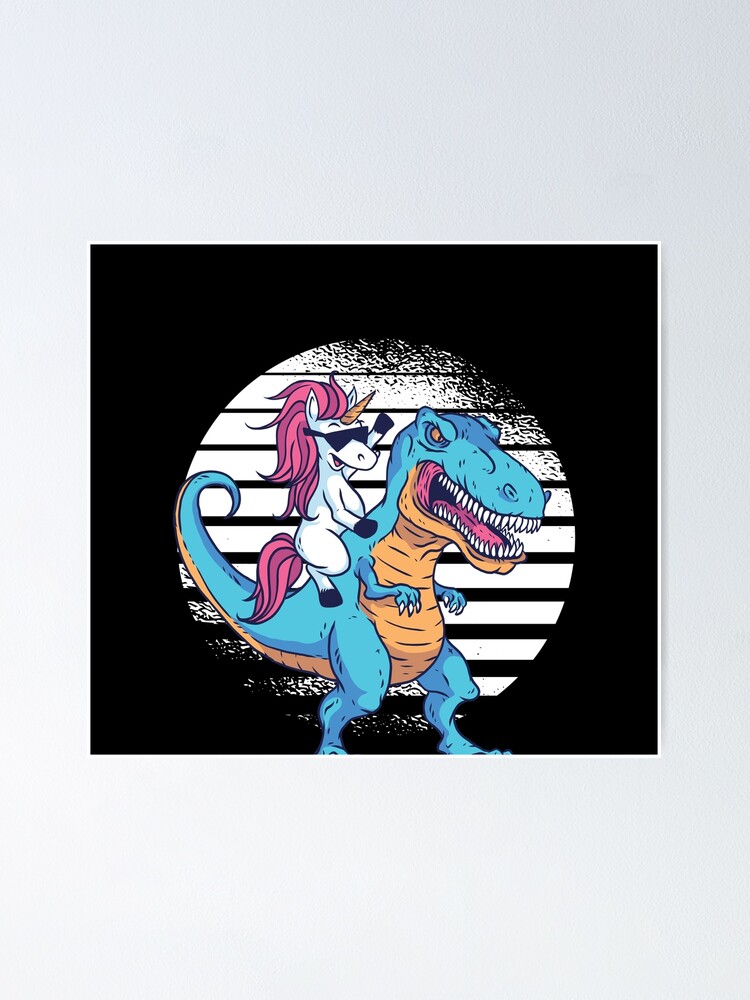 "Unicorn riding a T-rex" Poster for Sale by mishodja | Redbubble