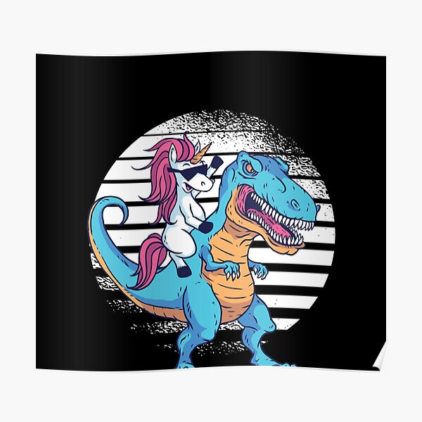 "Unicorn riding a T-rex" Poster for Sale by mishodja | Redbubble