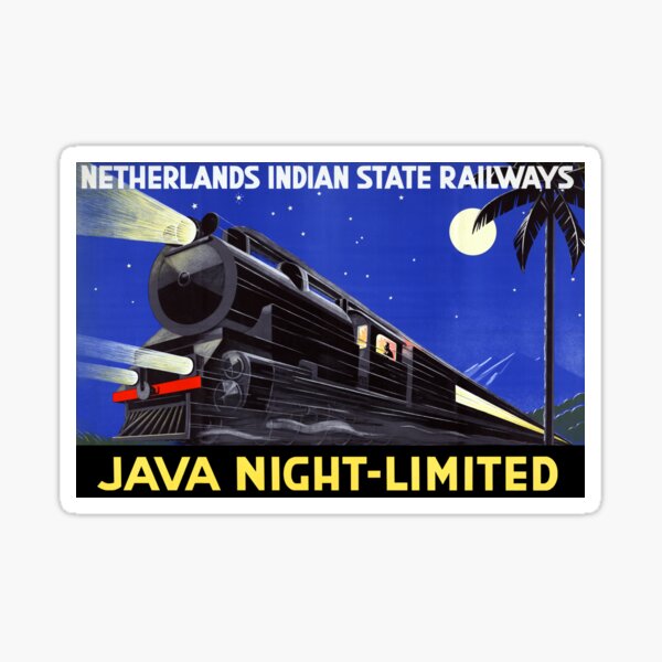 "Java Indonesia Vintage Travel Poster Restored" Sticker by ...