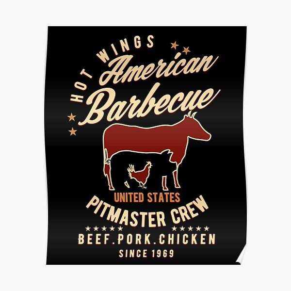 "American Barbecue Pitmaster BBQ" Poster by Basti09 | Redbubble
