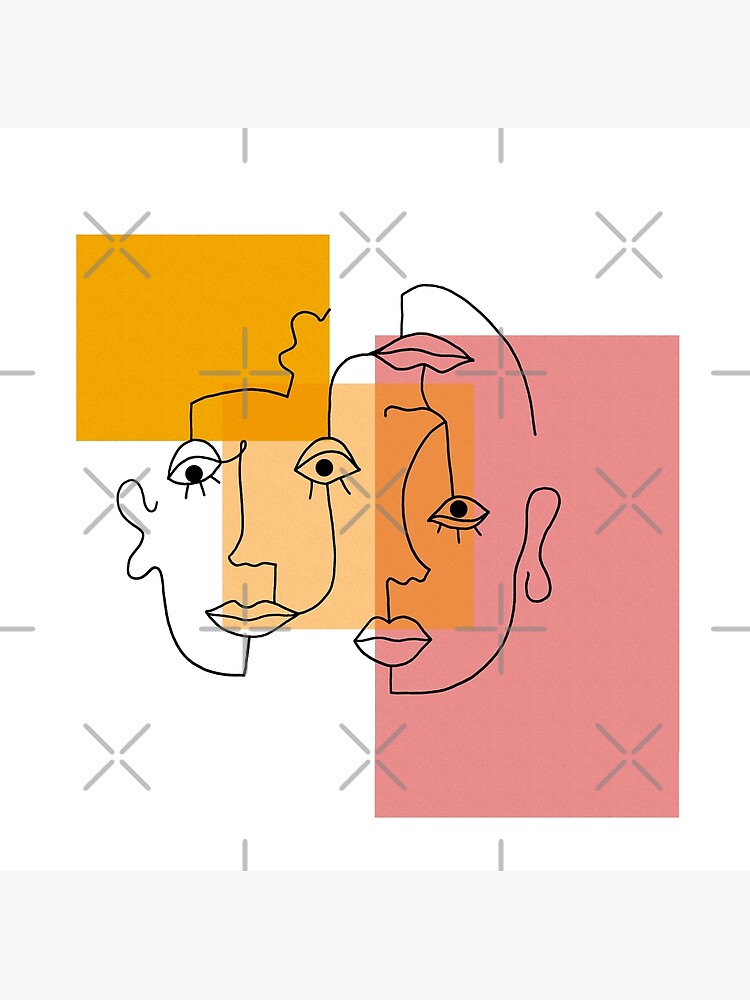 "COLOR BLOCK LINE FACES" Canvas Print for Sale by r0undincircles ...