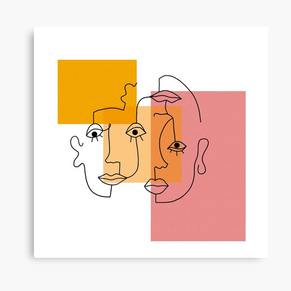"COLOR BLOCK LINE FACES" Canvas Print for Sale by r0undincircles ...