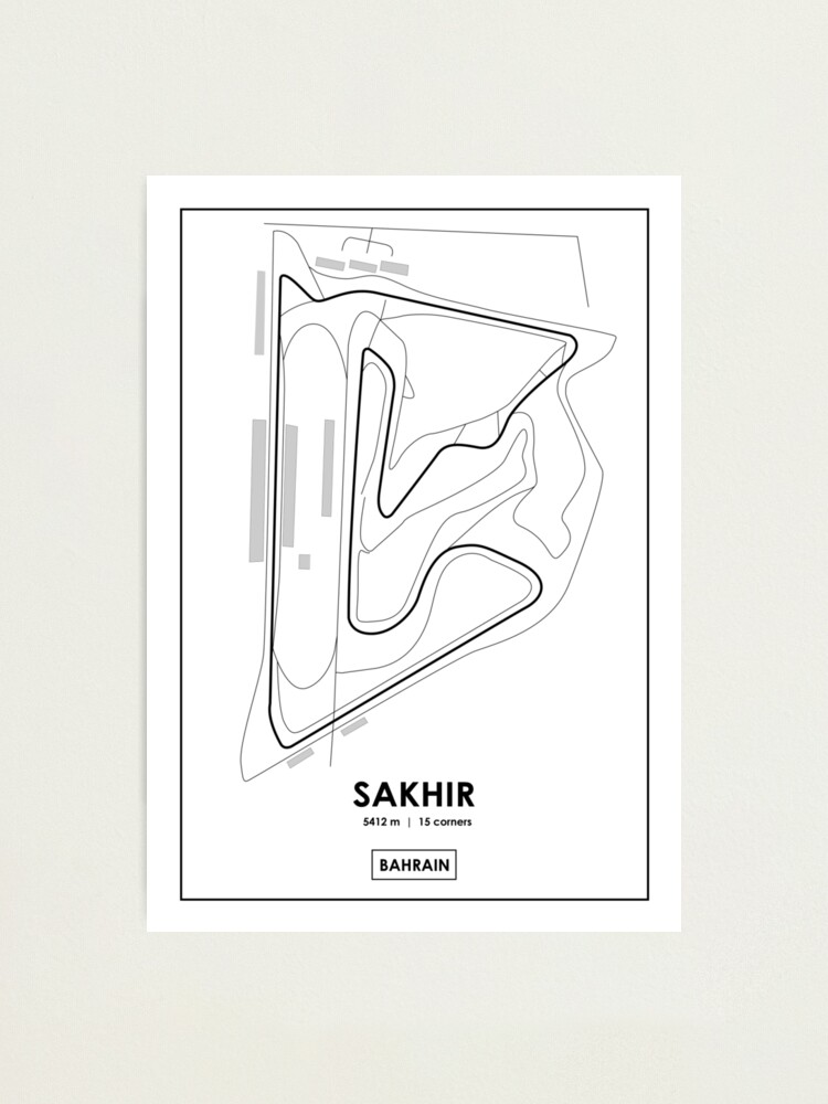 "Sakhir - Bahrain Track Map" Photographic Print by andreanastasio ...