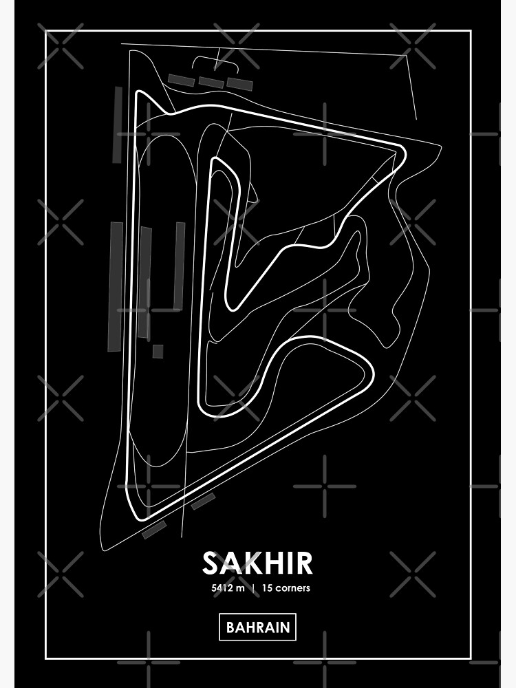 "Sakhir - Bahrain Track Map WHITE" Photographic Print by andreanastasio ...