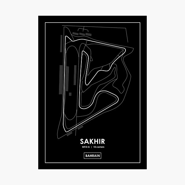 "Sakhir - Bahrain Track Map WHITE" Photographic Print for Sale by ...