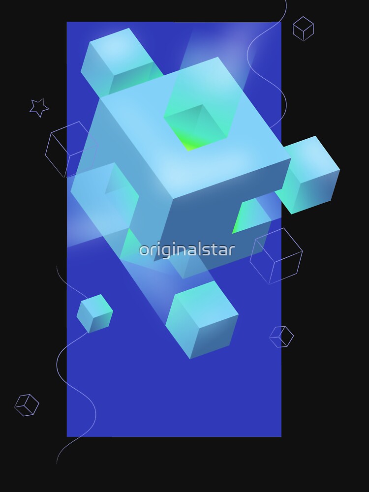 Cube 3d Illusion Nerd Programmer Coder Hacker Simulation Cpu Console Gamer Game Pc Computer