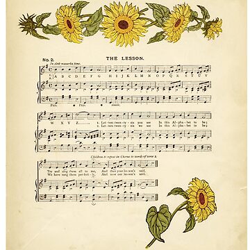 "Sunflower Song Sheet Illustration" Sticker for Sale by Go-Postal ...