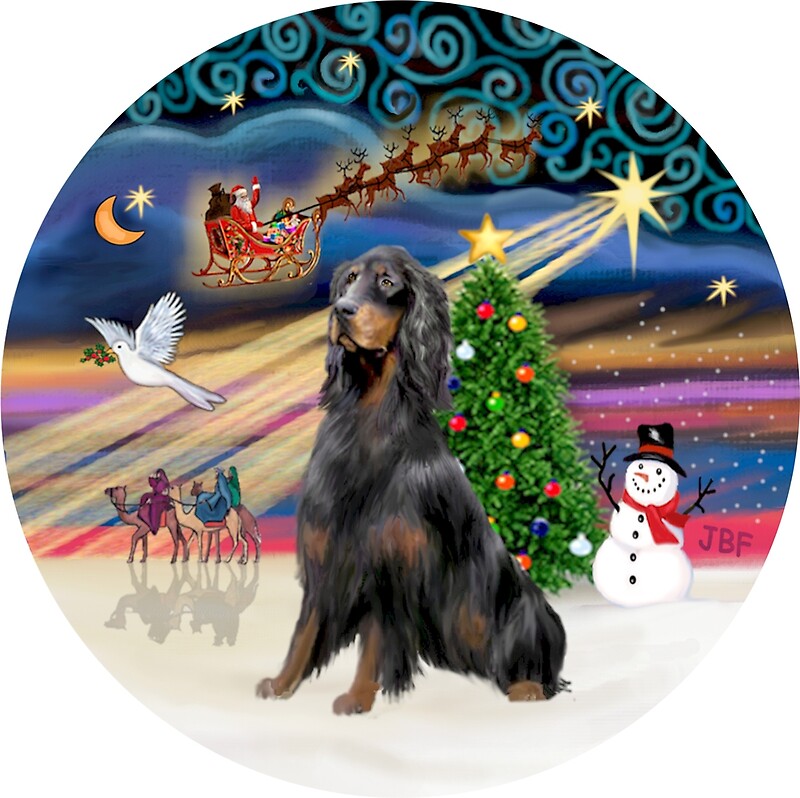 "Christmas Magic with a Gordon Setter" by JeanBFitzgerald | Redbubble