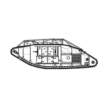 "Mark V - British WW1 Tank Drawing" Sticker for Sale by BERGULATOR ...