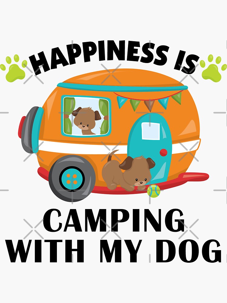 "Happiness is Camping With Dogs RV Glamping Design" Sticker by ...