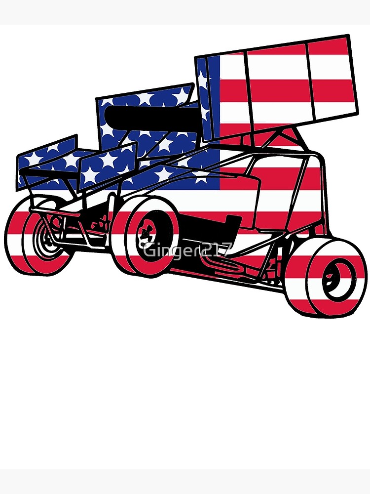 "Bright and Bold Sprint Car American Flag Dirt Track Racing" Poster for ...