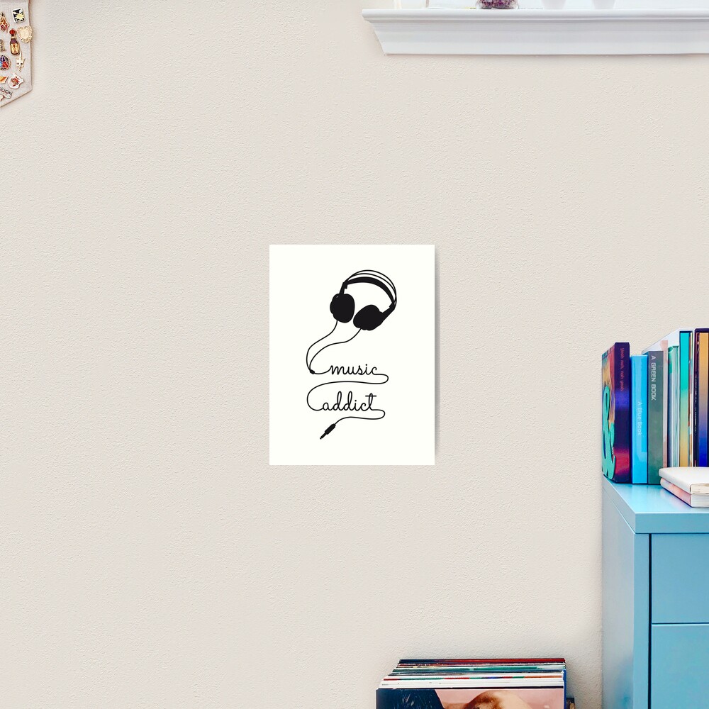 "headphone music addict " Art Print for Sale by beakraus | Redbubble