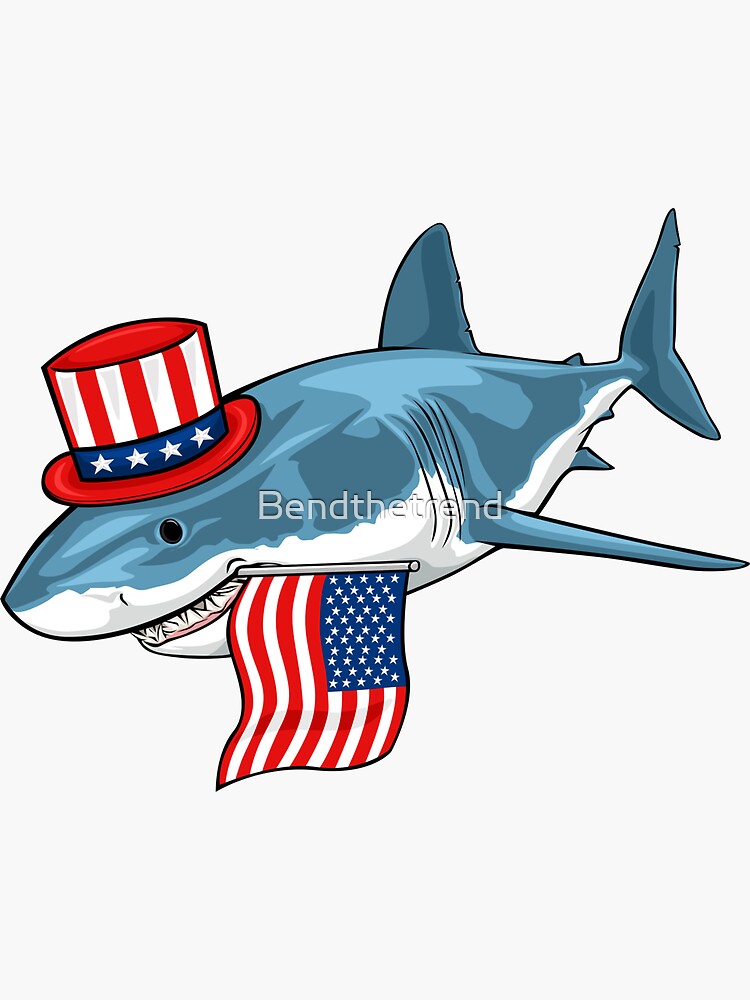 "Shark 4th Of July" Sticker for Sale by Bendthetrend | Redbubble