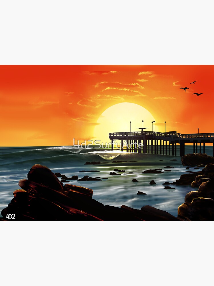 "Miramar pier" Sticker for Sale by 4d2SurfyArte | Redbubble