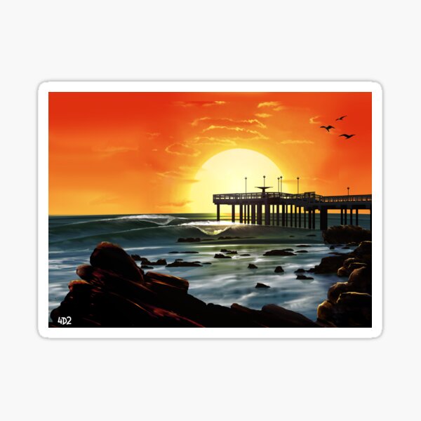 "Miramar pier" Sticker for Sale by 4d2SurfyArte | Redbubble