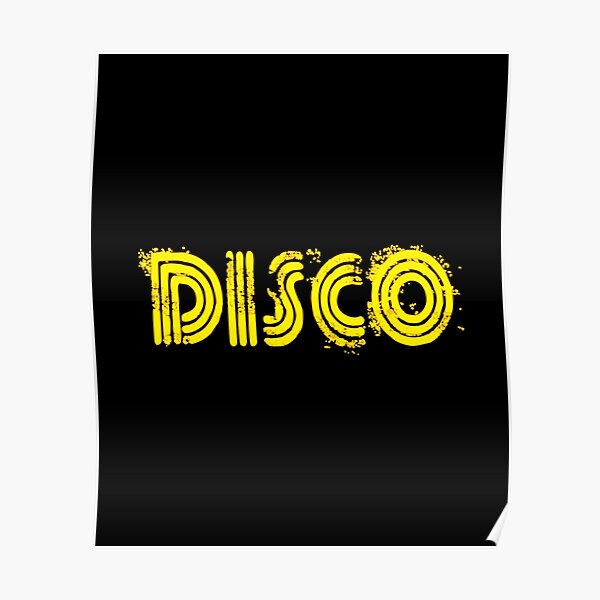 "Disco Neon Lights Text 1970s Disco Funk Vintage Retro Funky" Poster ...