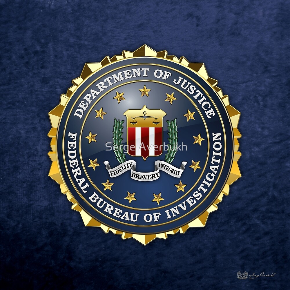 "Federal Bureau of Investigation - FBI Emblem 3D on Blue Velvet" by ...