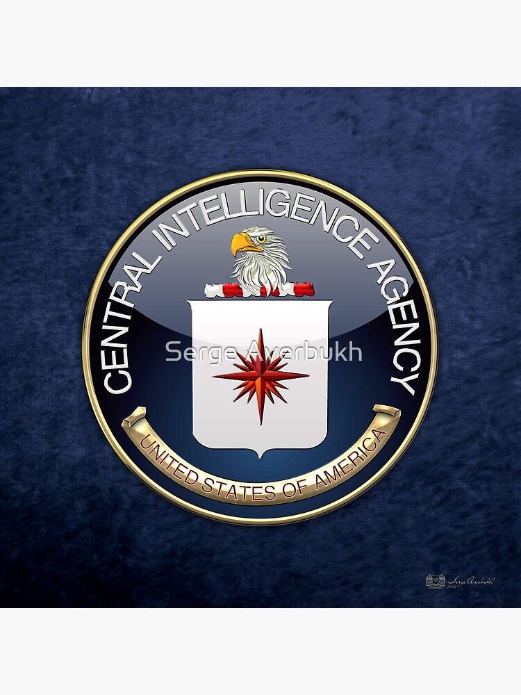 "Central Intelligence Agency - CIA Emblem 3D on Blue Velvet" Art Print ...