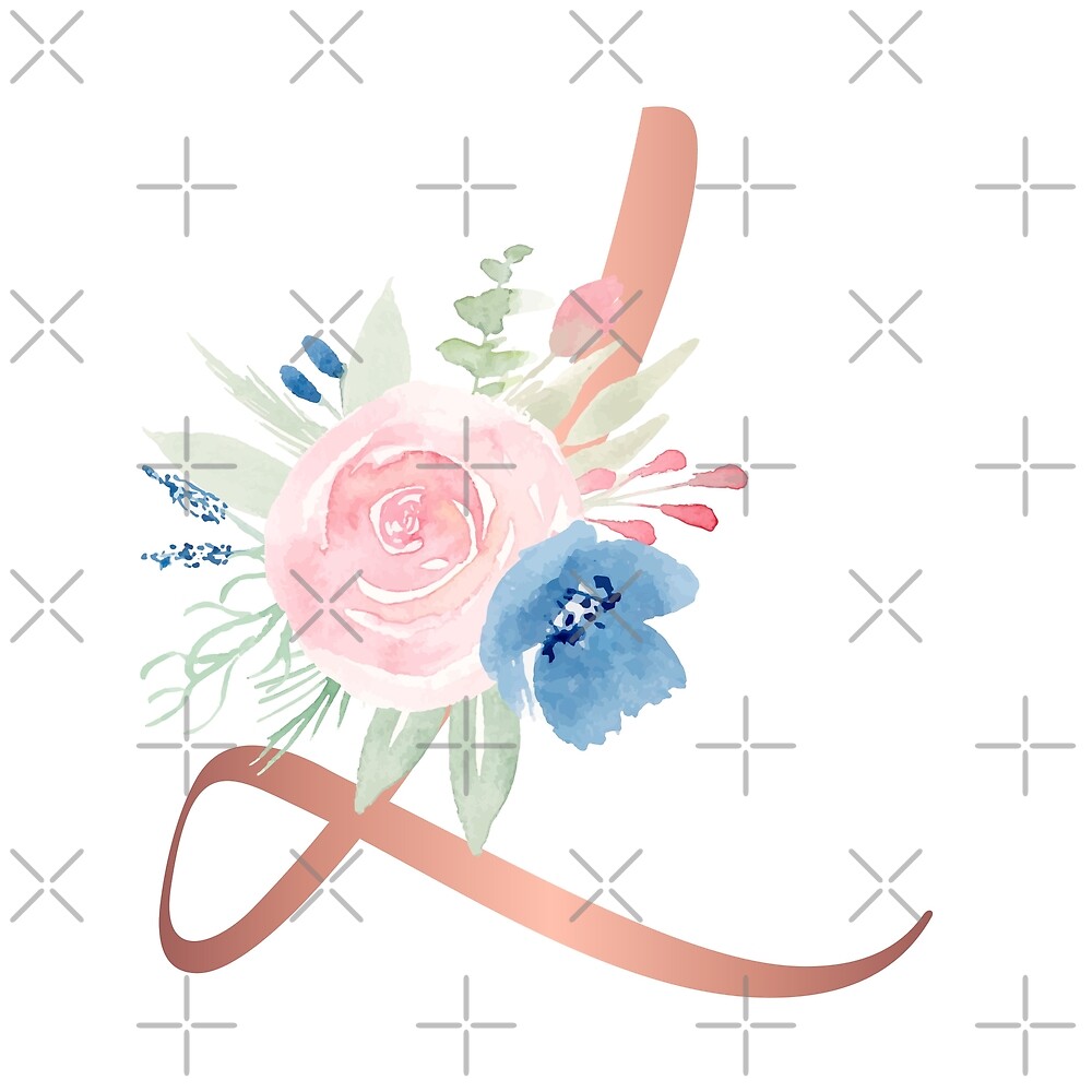 "Letter L Rose Gold and Watercolor Blush Pink and Navy" by Harpley ...