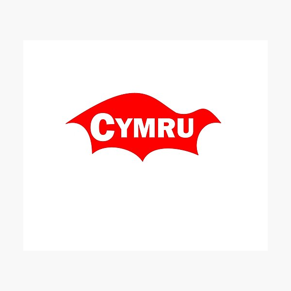 "Cymru white on dragon wing logo" Photographic Print by BoxDesigns ...
