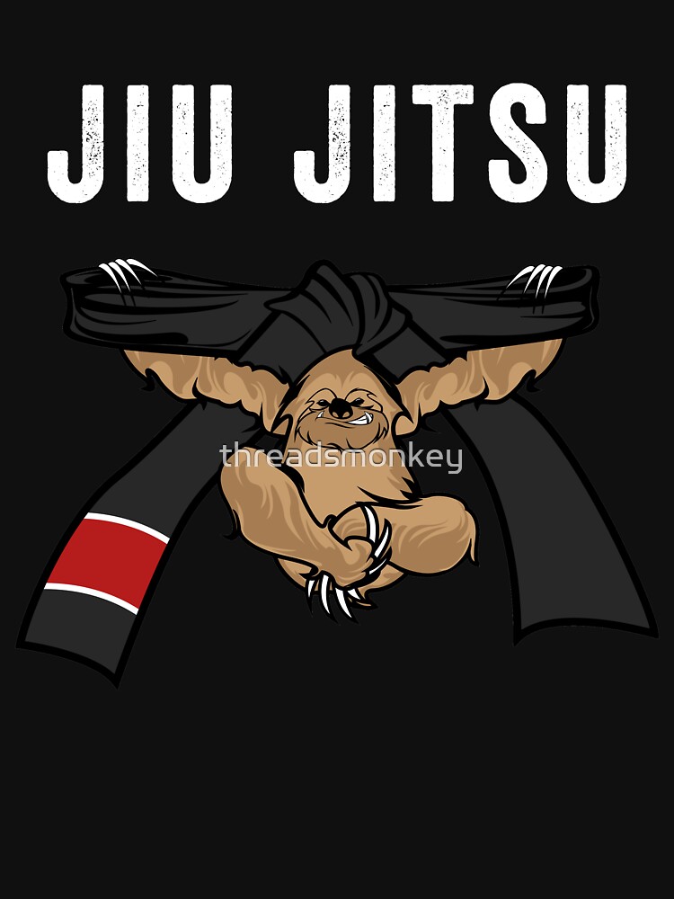 "Jiu Jitsu BJJ Sloth Jiu Jitsu Black Belt with Text White Light" T ...