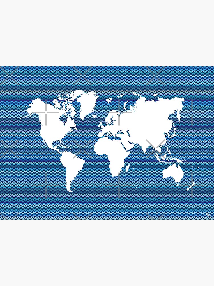 "Wavy World Map Blue" Poster for Sale by fimbisdesigns | Redbubble