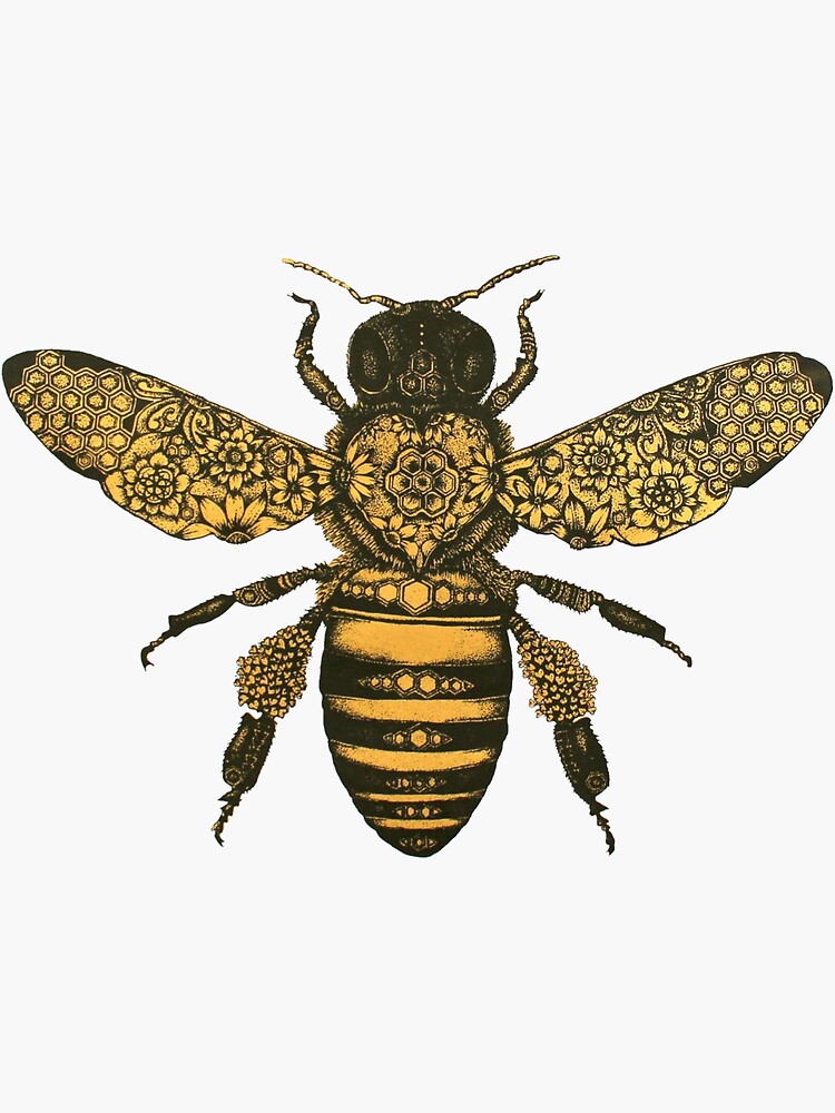 "Bee Design Sticker" Sticker for Sale by tullabee | Redbubble
