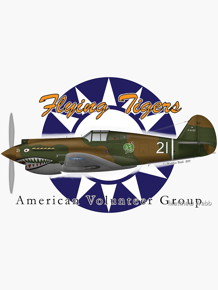 "Flying Tigers P-40 Fighter" Sticker by CobbWebb | Redbubble