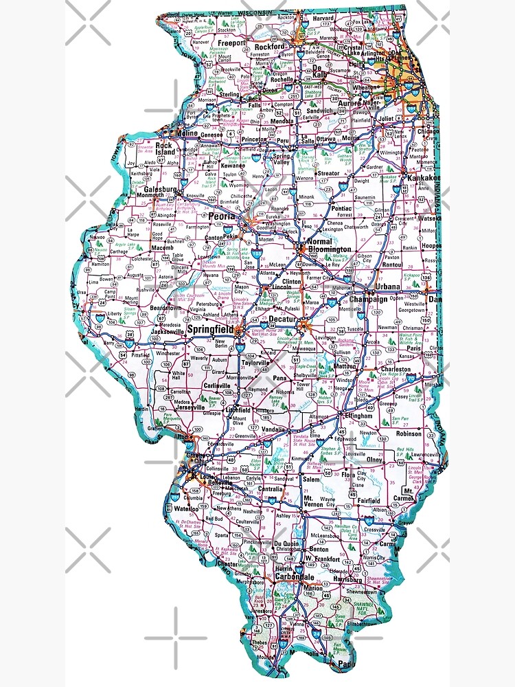 "Illinois Roadmap" Poster for Sale by Havocgirl | Redbubble
