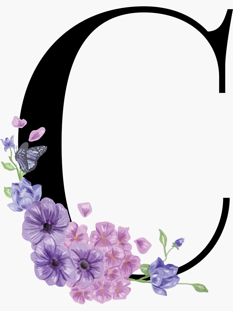 "Purple Floral Letter C" Sticker for Sale by BuffyDesign | Redbubble
