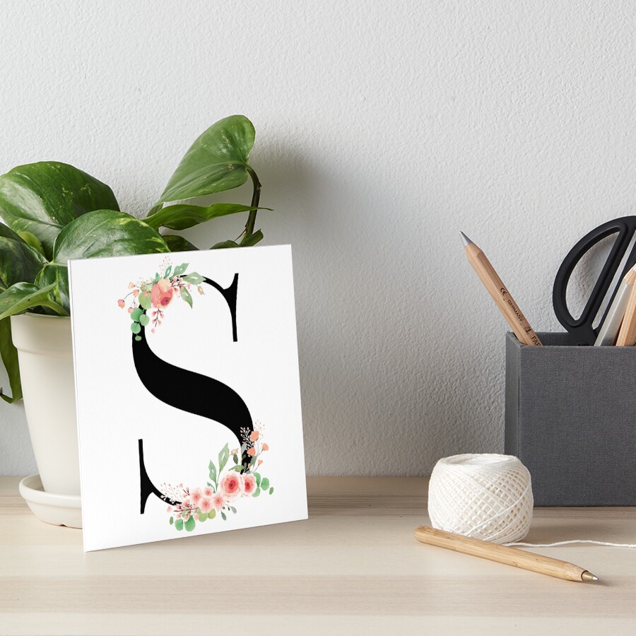 "Pink Floral Letter S" Art Board Print for Sale by BuffyDesign | Redbubble