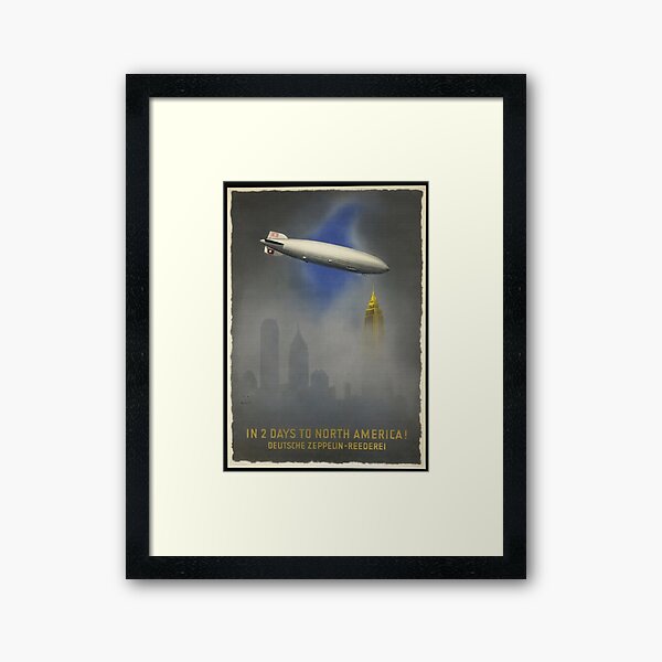 "Zeppelin "Hindenburg" approaching Empire State Building" Framed Art ...