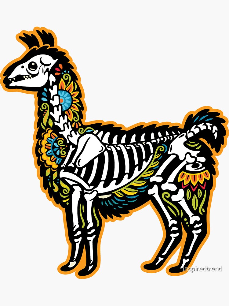 "Funny Halloween Llama Skeleton Graphic - Llamaween Gift" Sticker for ...