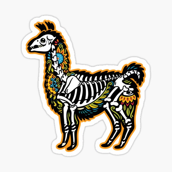 "Funny Halloween Llama Skeleton Graphic - Llamaween Gift" Sticker for ...