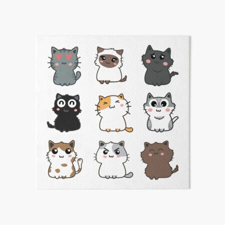 "Cute Cartoon Cats Sticker Set 1" Art Board Print for Sale by ...
