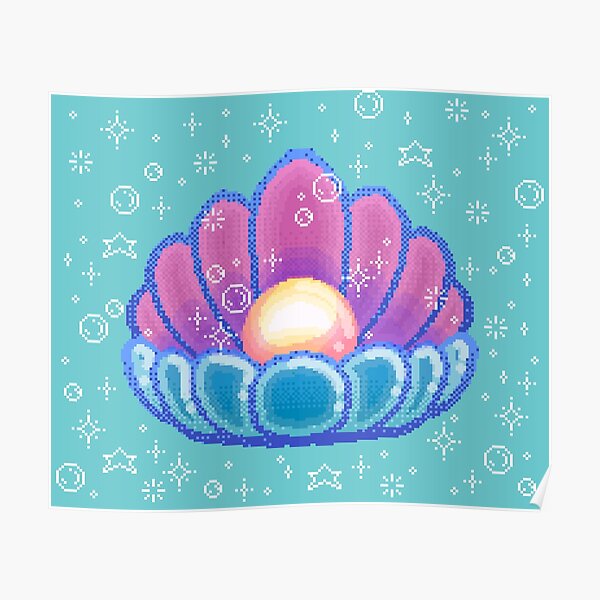 "Mermaid Seashell kawaii pixel art" Poster by Freakfla | Redbubble