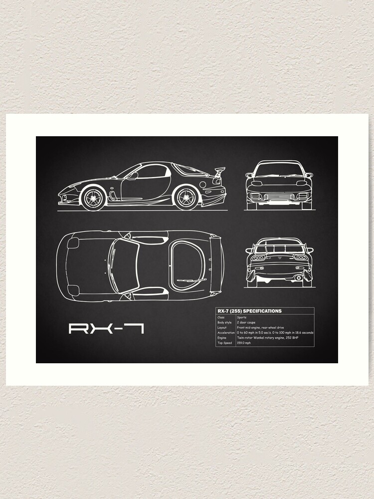 "RX-7 Blueprint" Art Print for Sale by rogue-design | Redbubble